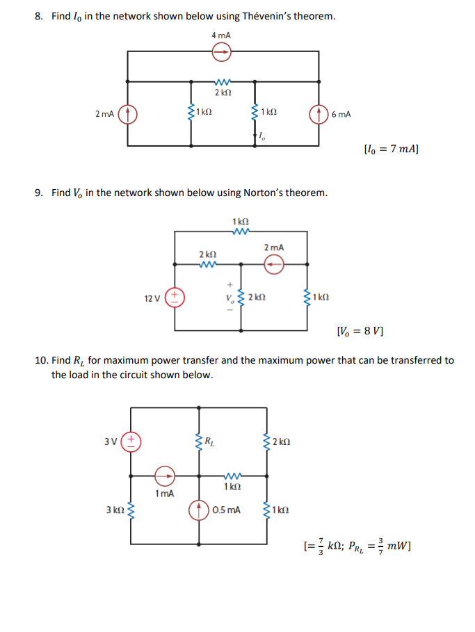 Solved 8. Find I0 in the network shown below using | Chegg.com
