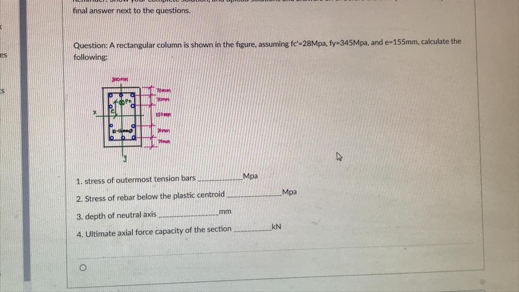 Solved Question: A rectangular column is shown in the | Chegg.com