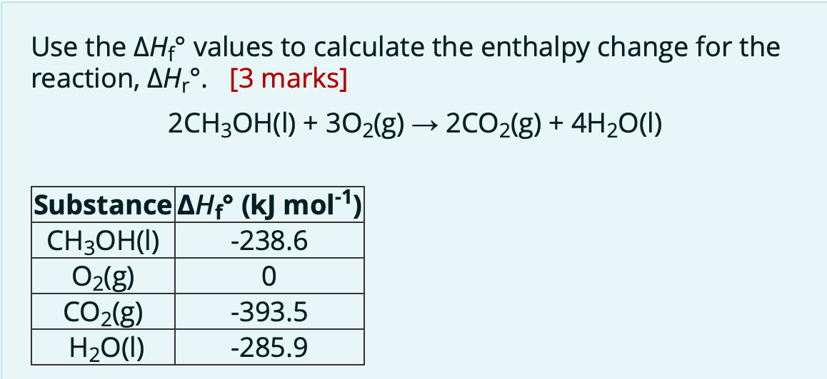 Solved Use the AHf values to calculate the enthalpy change | Chegg.com