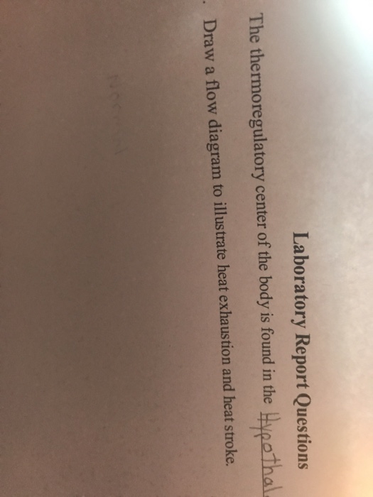 Solved Laboratory Report Questions The thermoregulatory | Chegg.com
