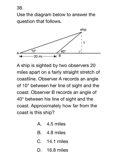 Solved 38 Use the diagram below to answer the question that | Chegg.com
