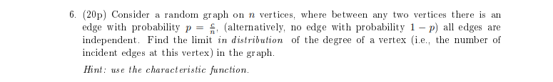 Consider a random graph on n vertices, where between | Chegg.com