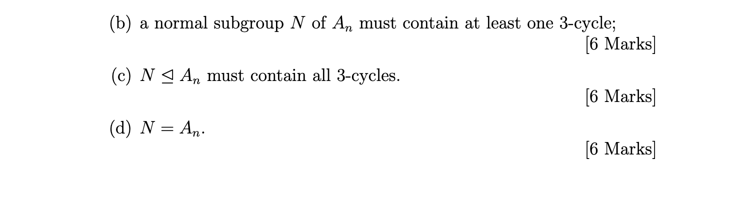 Solved (4) Show that the alternating group An is simple for | Chegg.com
