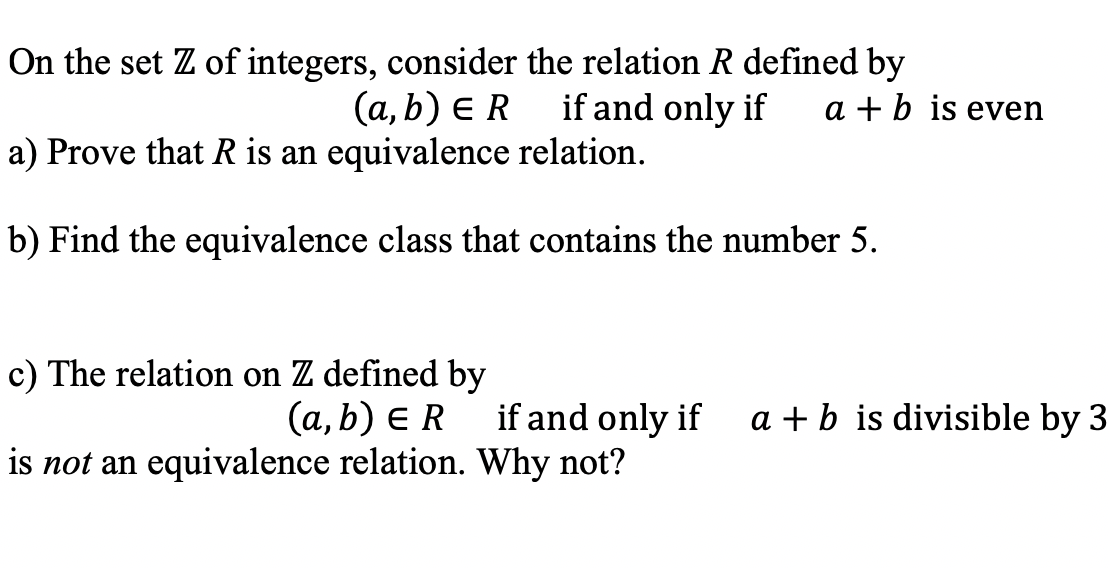 Solved On the set Z of integers, consider the relation R | Chegg.com
