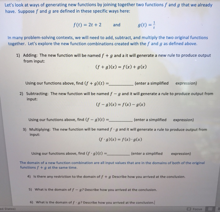 Solved Let's look at ways of generating new functions by | Chegg.com
