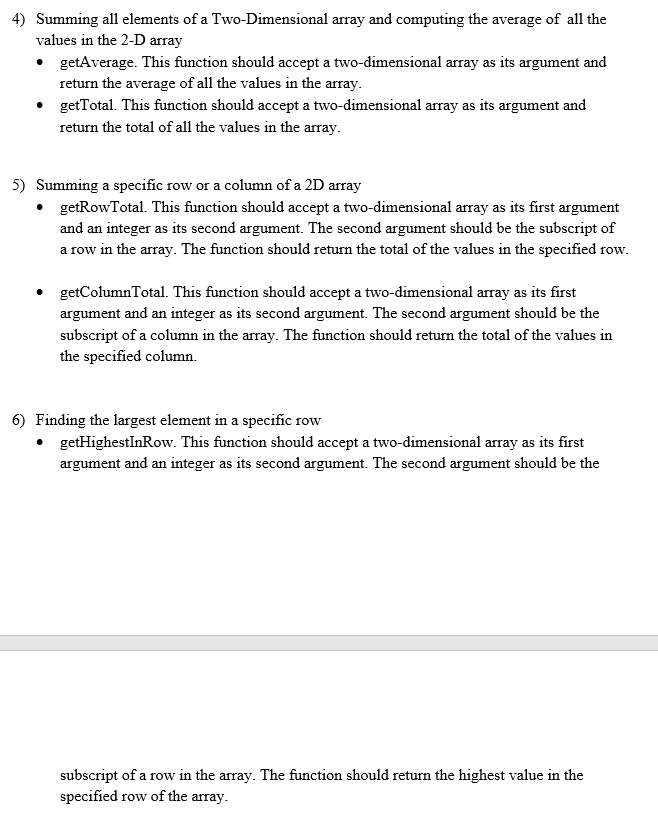 Solved 1. Processing Two-Dimensional Arrays (required) Write | Chegg.com