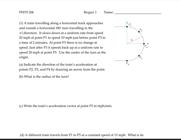 (1) A train travelling along a horizontal track | Chegg.com