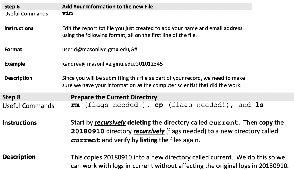 Step 6 Useful Commands Add Your Information to the | Chegg.com