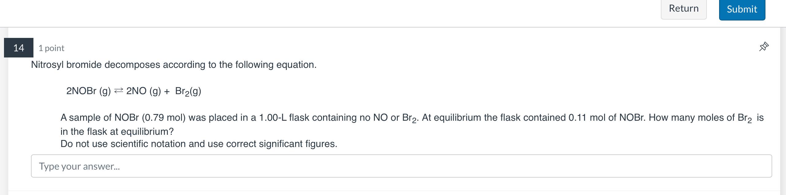 Solved 41 point Nitrosyl bromide decomposes according to the | Chegg.com
