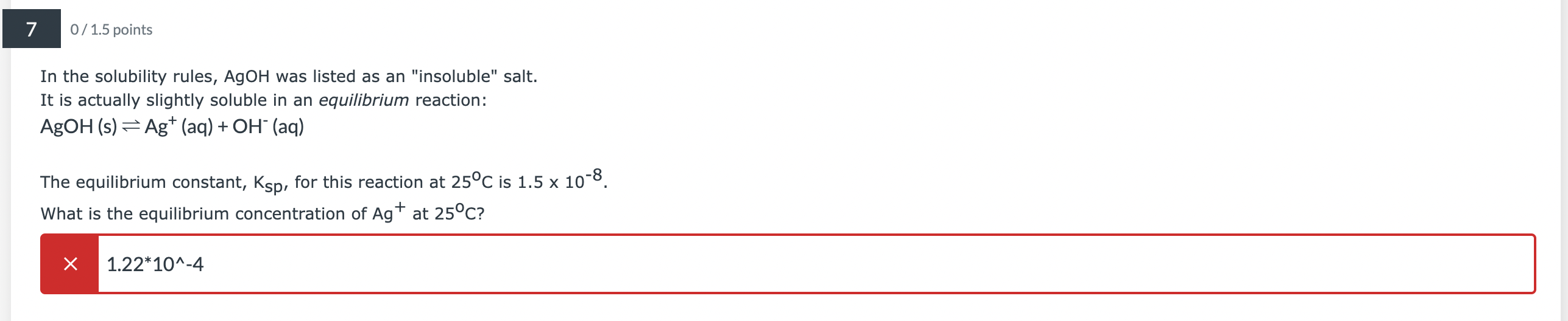 Solved In the solubility rules, AgOH was listed as an | Chegg.com