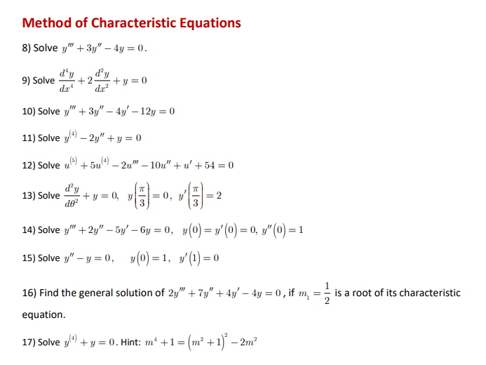 Solved Method of Characteristic Equations 8) Solve y" + 3y" | Chegg.com