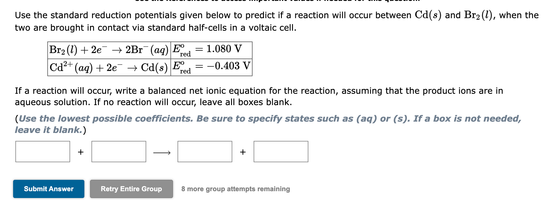 Solved Use the standard reduction potentials given below to | Chegg.com