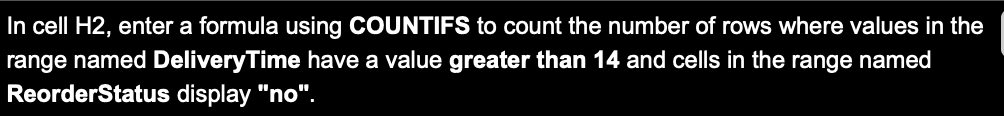 In cell H2, ﻿enter a formula using COUNTIFS to count | Chegg.com