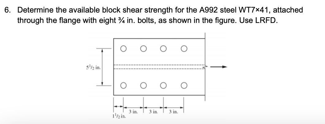 Solved Determine the available block shear strength for the | Chegg.com