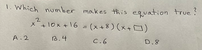 Solved 1. Which number makes this equation true? x?+ 10x + | Chegg.com