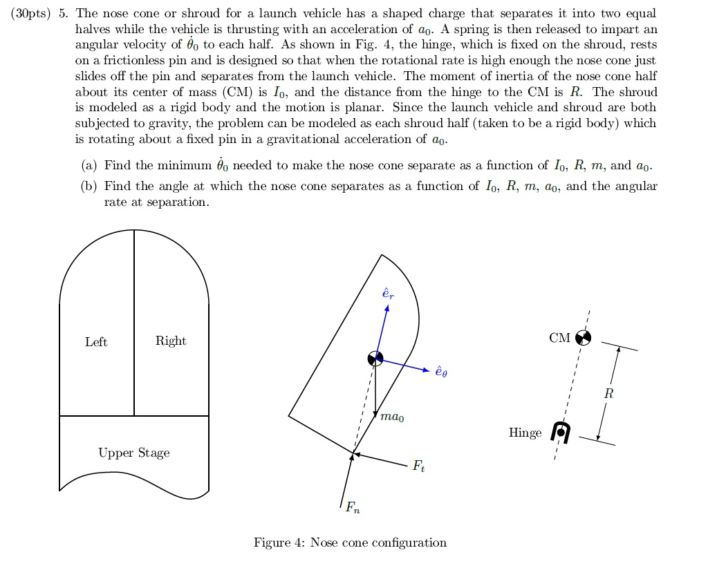 (30pts) 5. The nose cone or shroud for a launch | Chegg.com