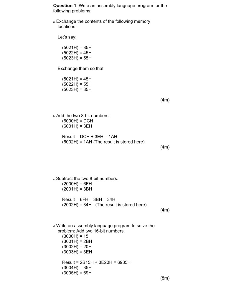 Solved helpQuestion 1: Write an assembly language program | Chegg.com