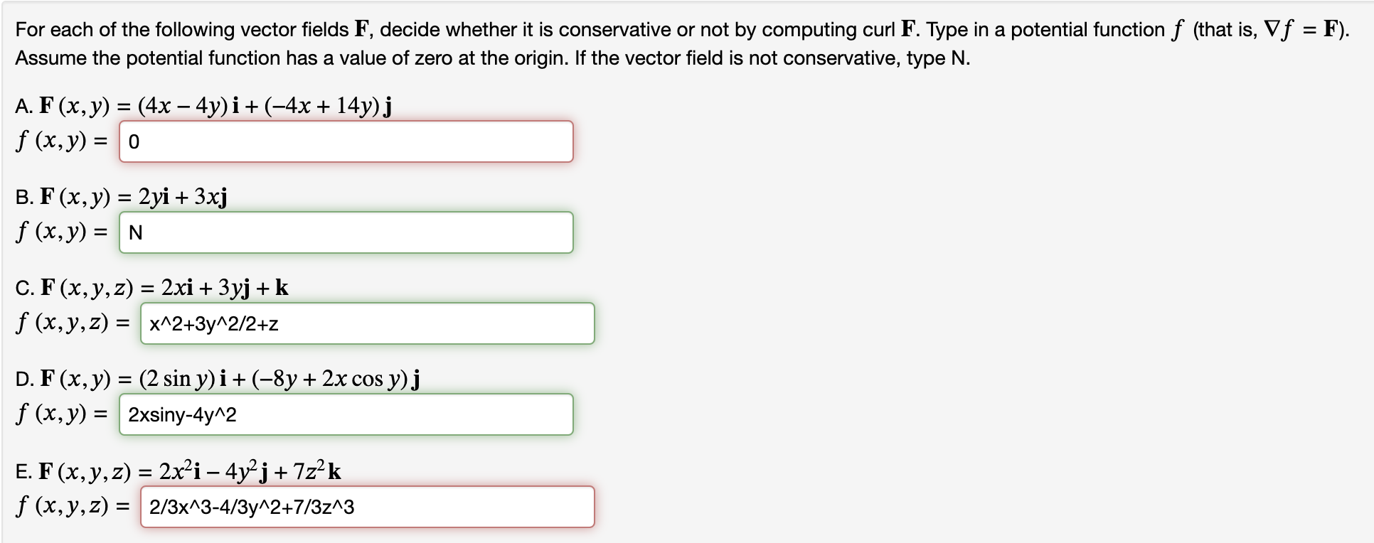 Solved For each of the following vector fields F, decide | Chegg.com