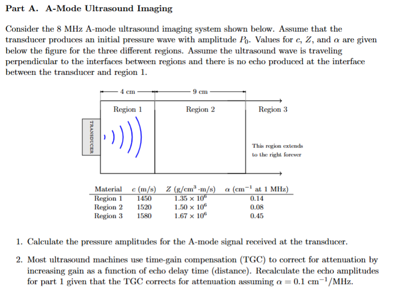 Solved Part A. ﻿A-Mode Ultrasound ImagingConsider the 8 ﻿MHz | Chegg.com