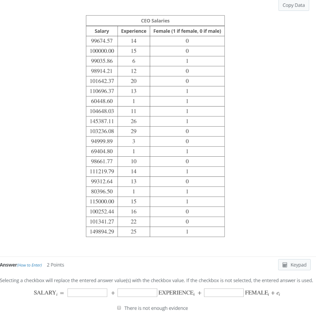 Solved Suppose the following data were collected relating | Chegg.com
