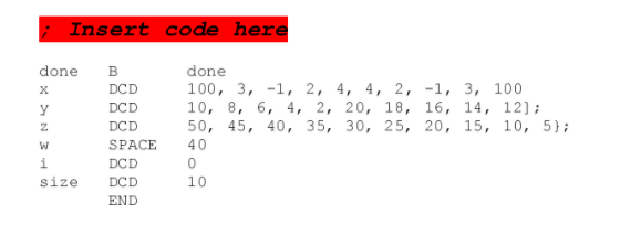 Solved Complete the ARM assembly language program below so | Chegg.com