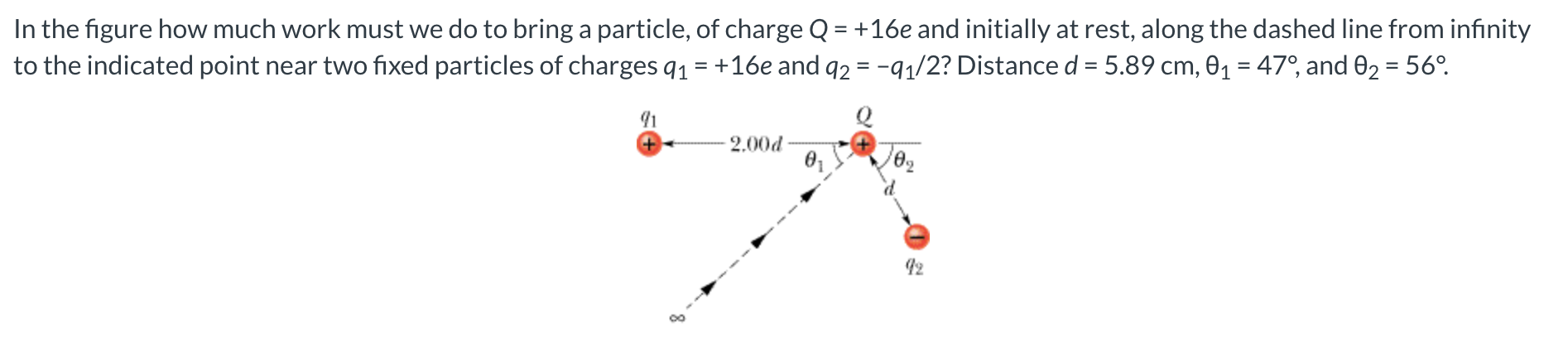 Solved In the figure how much work must we do to bring a | Chegg.com