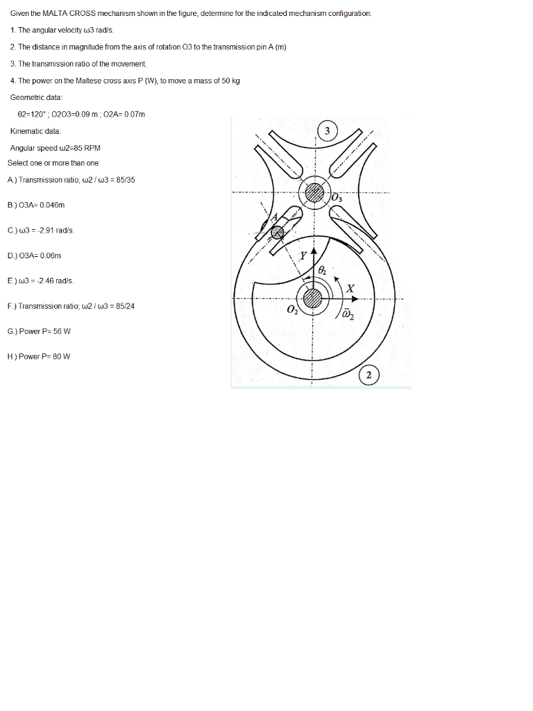 Solved Given the MALTA CROSS mechanism shown in the figure, | Chegg.com