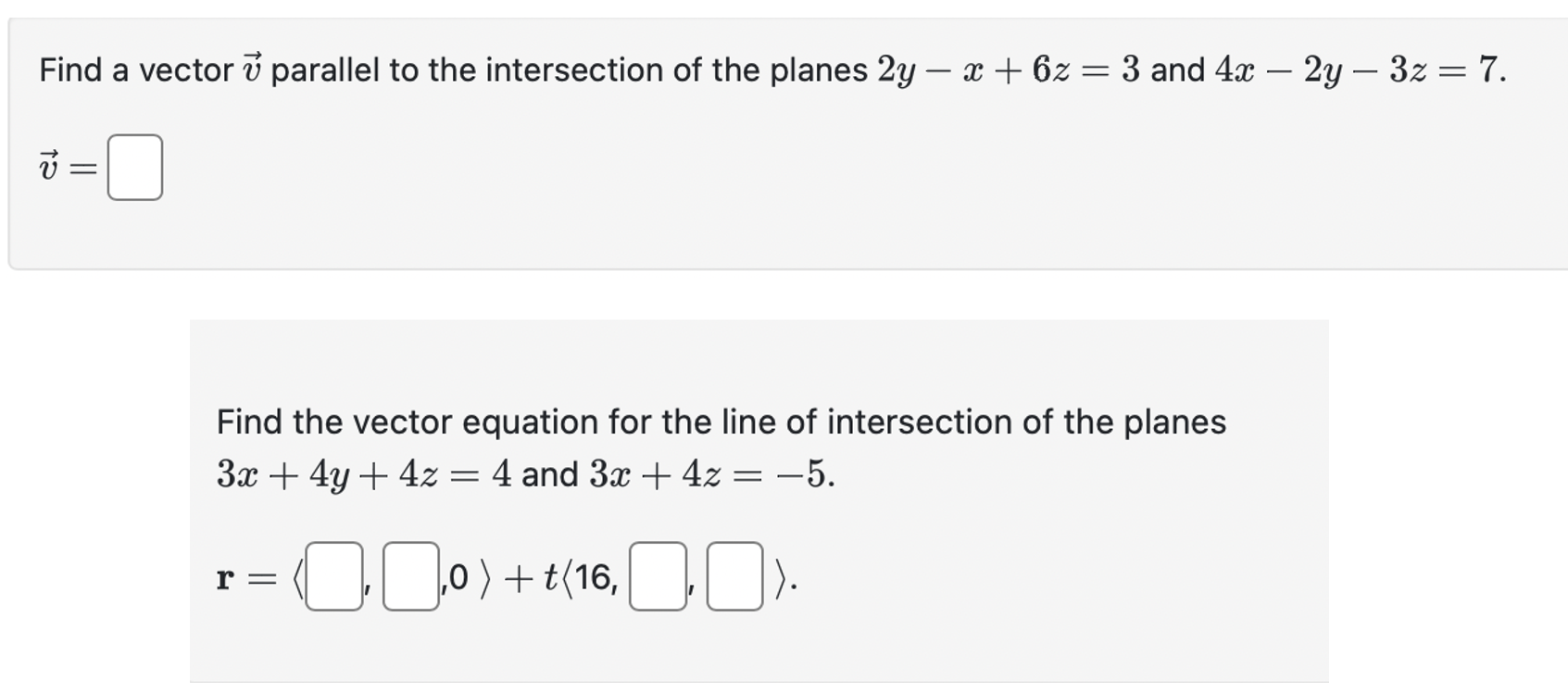 Solved Find a vector vec(v) ﻿parallel to the intersection of | Chegg.com