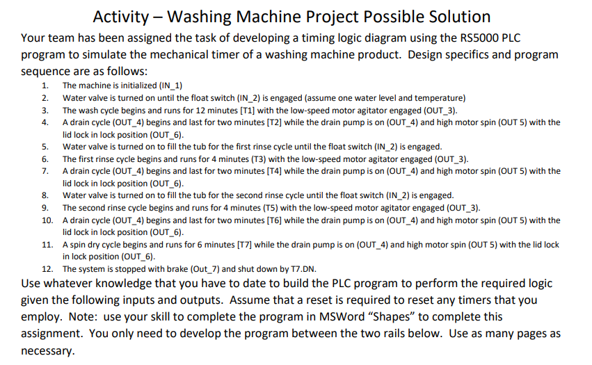 Solved - 1. 2. 3. 4. 5. 6. 7. Activity – Washing Machine | Chegg.com