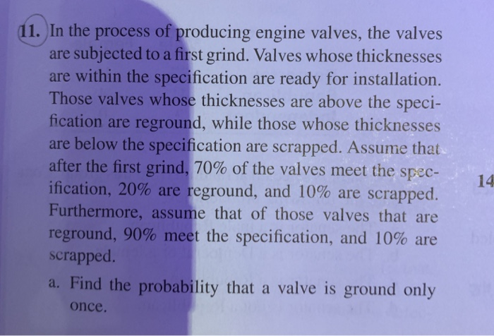 Solved 1. In the process of producing engine valves, the | Chegg.com