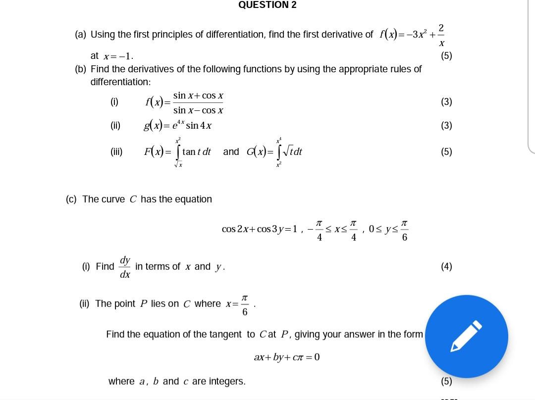 Solved (a) Using the first principles of differentiation, | Chegg.com