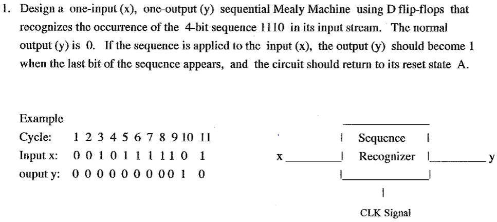 Solved Design a one-input (x), one-output(y) sequential | Chegg.com