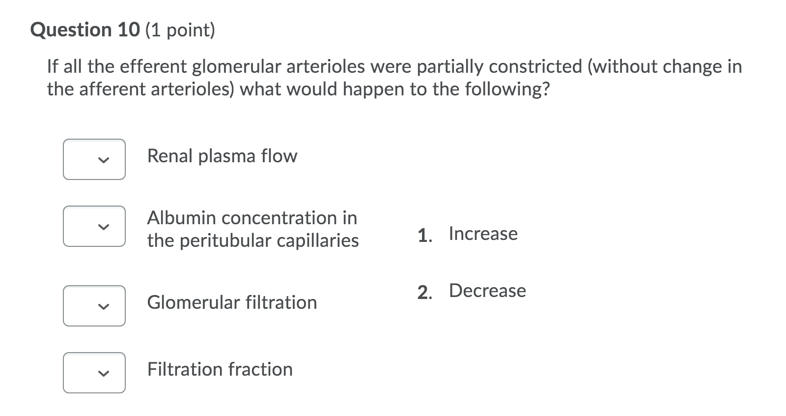 Solved Question 10 (1 point) If all the efferent glomerular | Chegg.com