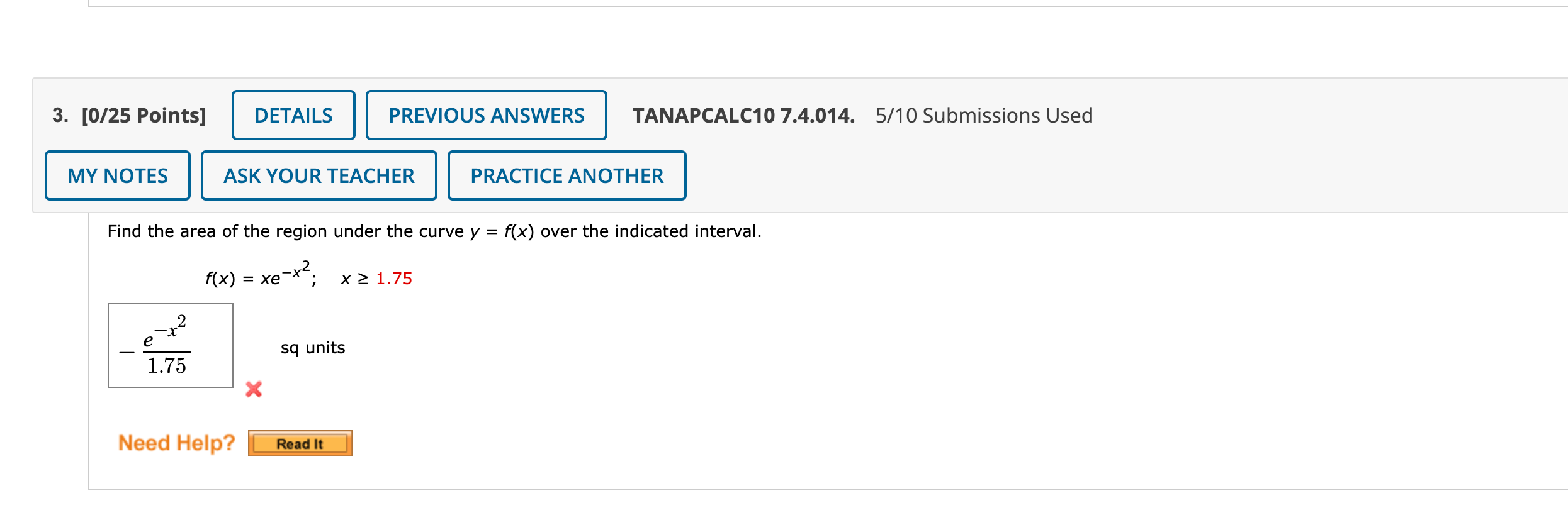 Solved 3. [0/25 Points] DETAILS PREVIOUS ANSWERS TANAPCALC10 | Chegg.com
