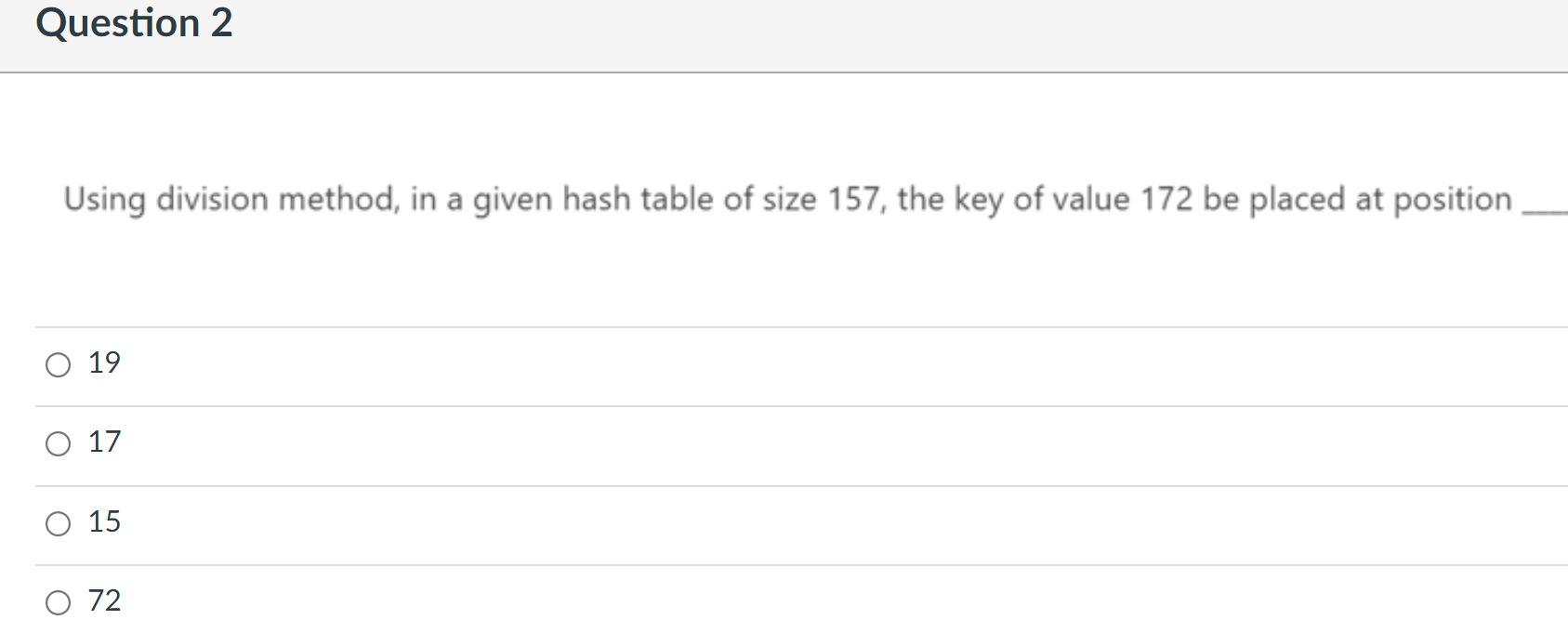 Solved Using division method, in a given hash table of size | Chegg.com