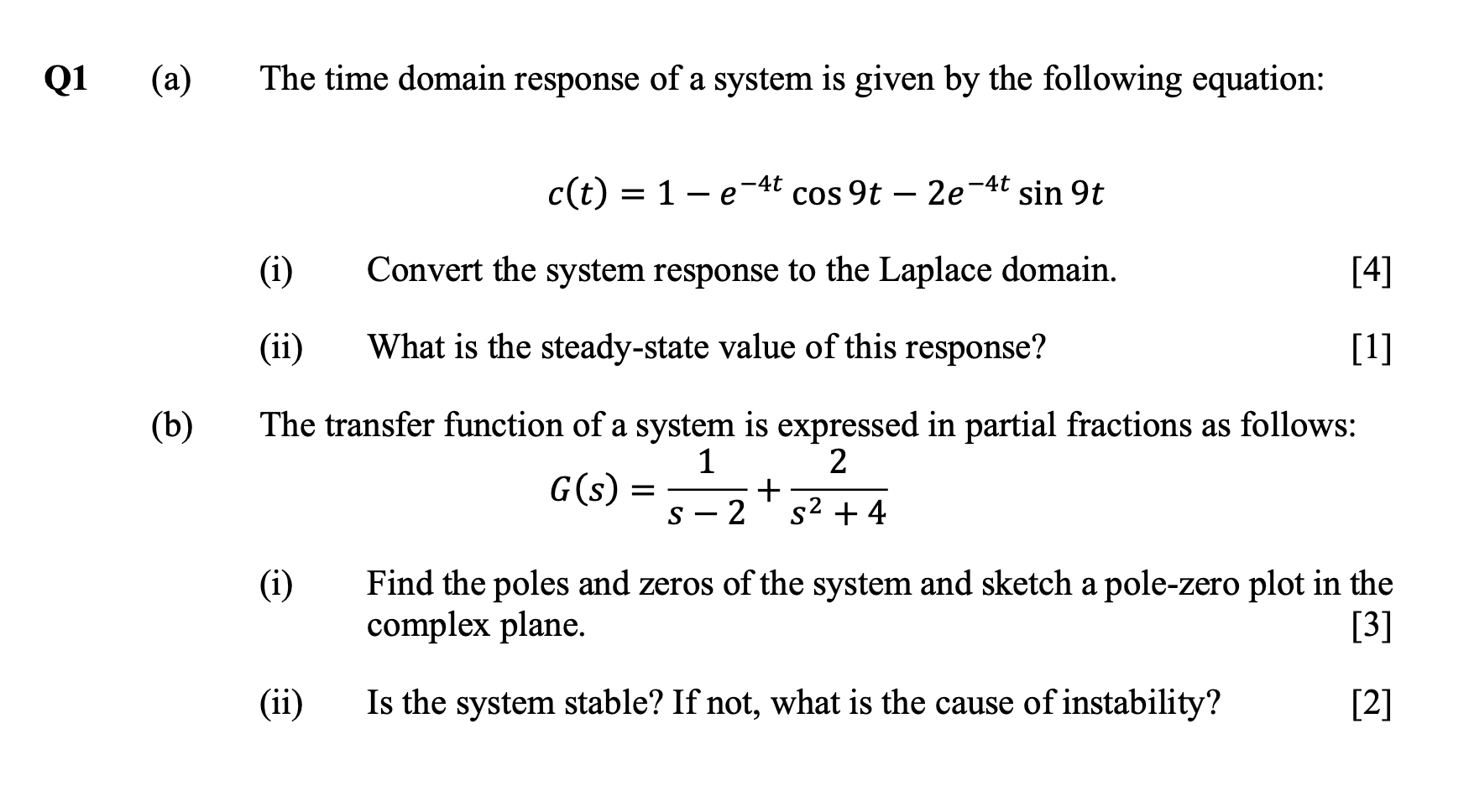 Solved Q1 (a) The time domain response of a system is given | Chegg.com