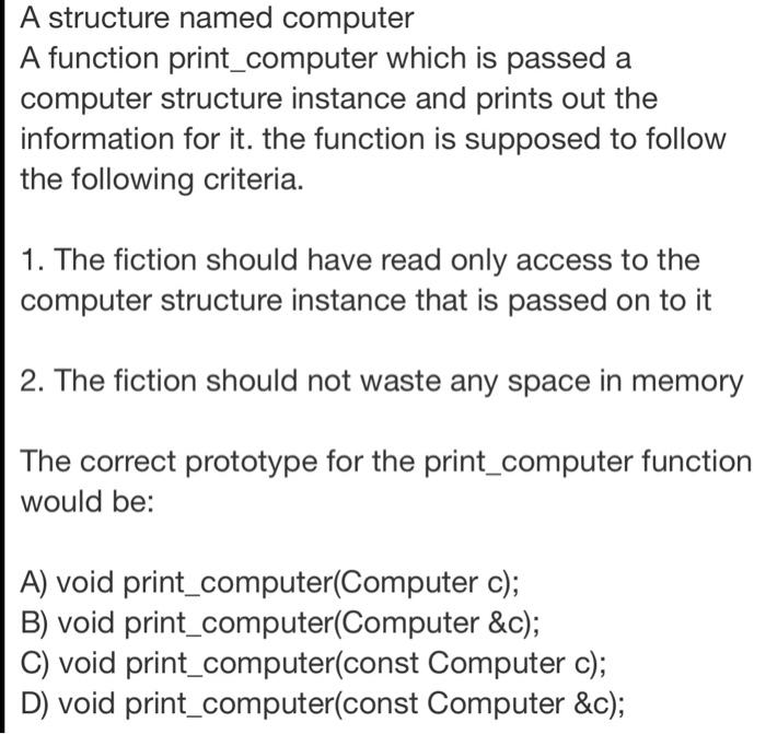 Solved A Structure Named Computer A Function Printcomputer 2669