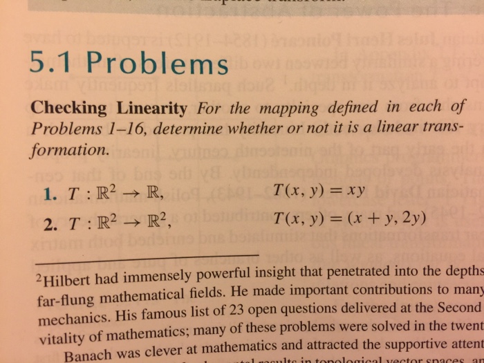 Solved Checking Linearity For the mapping defined in each | Chegg.com