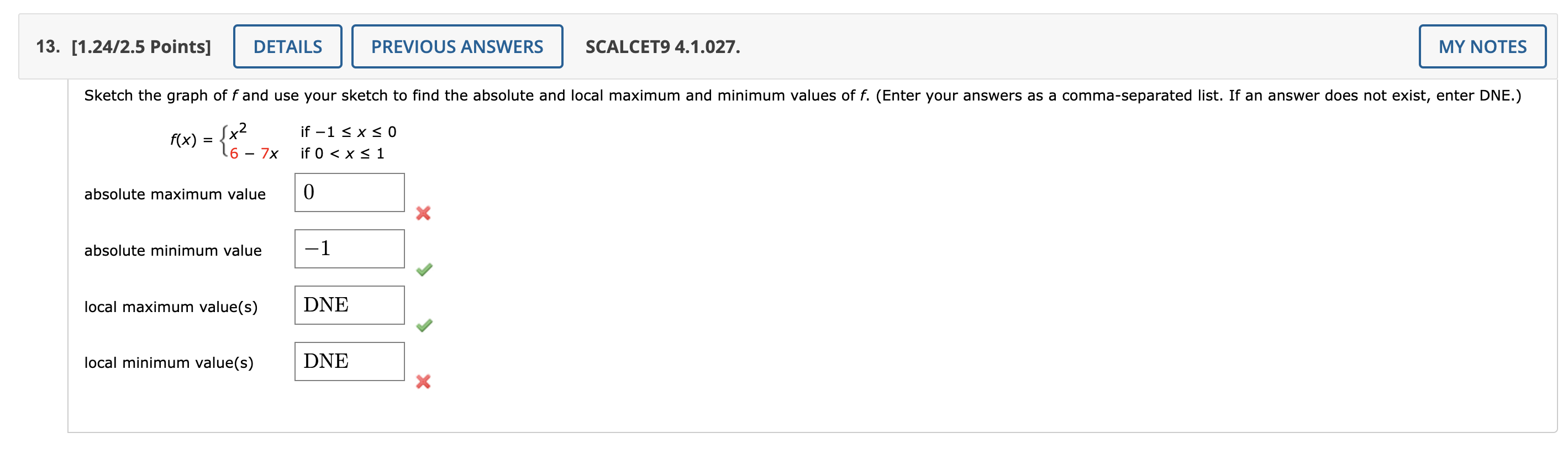 Solved 13. [1.24/2.5 Points] SCALCET9 4.1.027. Sketch the | Chegg.com