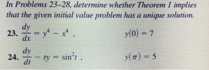 Solved In Problems 23-28, determine whether Theorem 1 | Chegg.com Solved In Problems 23-28, determine whether Theorem 1 | Chegg.com