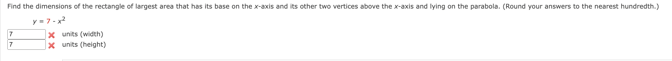 Solved y=7−x2