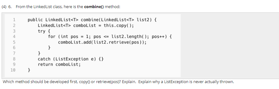 (4) 6. From the LinkedList class, here is the | Chegg.com