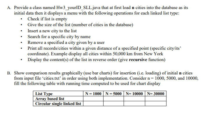 Solved Q1. (50 points) linked List Implement a city database | Chegg.com