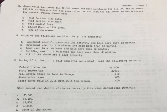 Solved James sells equipment for $2, 500 which had been | Chegg.com