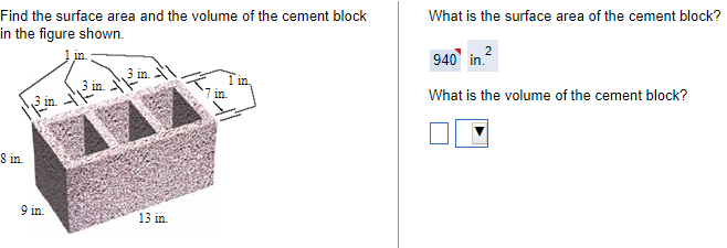 Solved Find the surface area and the volume of the cement | Chegg.com