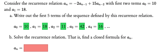 Solved Consider the recurrence relation an = –2an–1 +15an-2 | Chegg.com