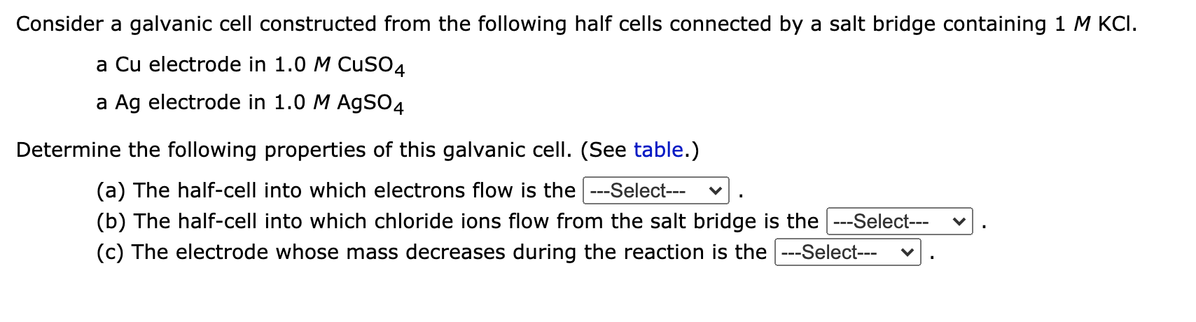 Solved Consider a galvanic cell constructed from the | Chegg.com