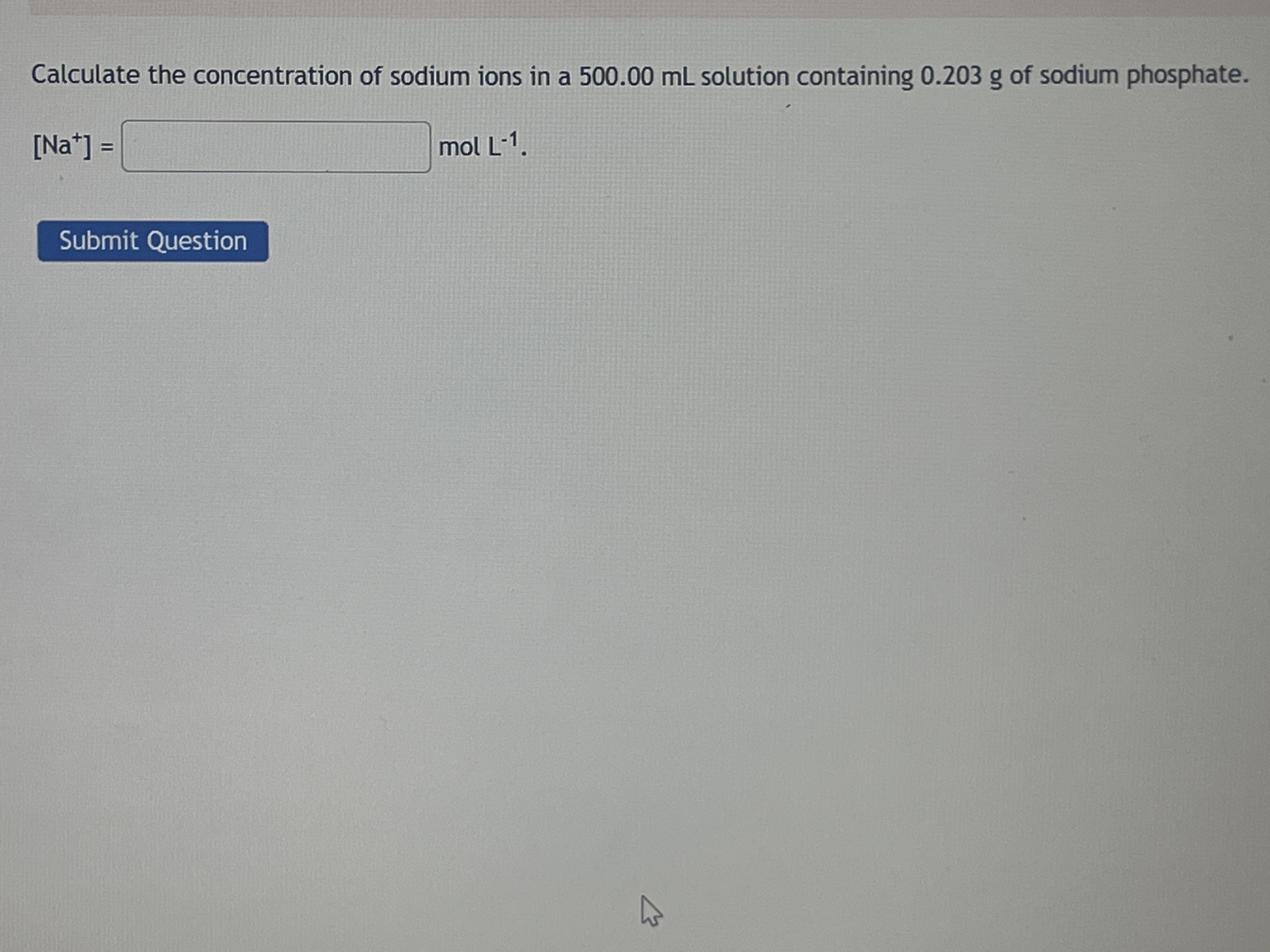 Solved Calculate the concentration of sodium ions in a | Chegg.com