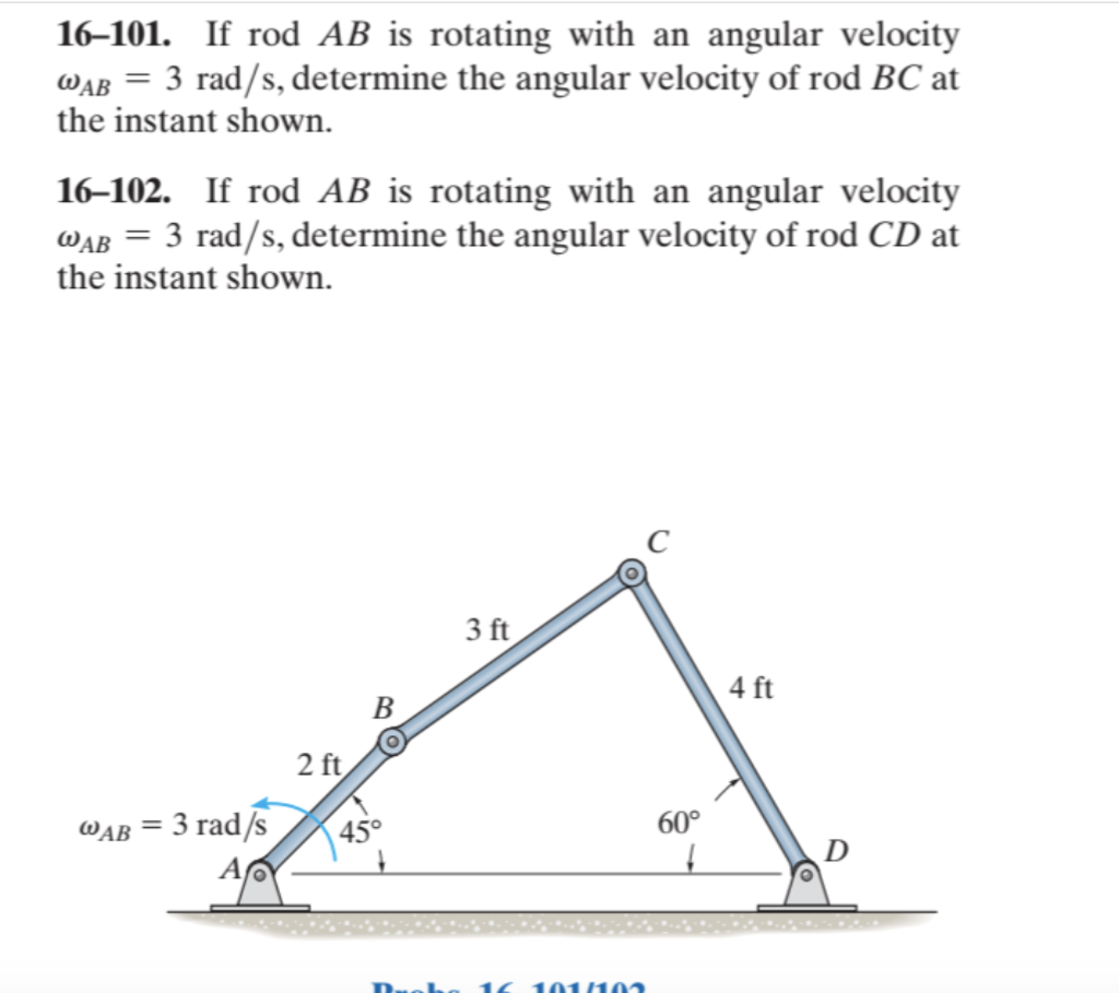 Solved 16-101. If rod AB is rotating with an angular | Chegg.com