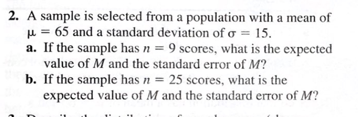 Solved A sample is selected from a population with a mean of | Chegg.com